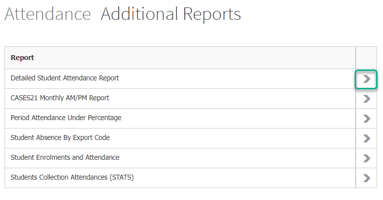 Attendance reports: Detailed Student Attendance report